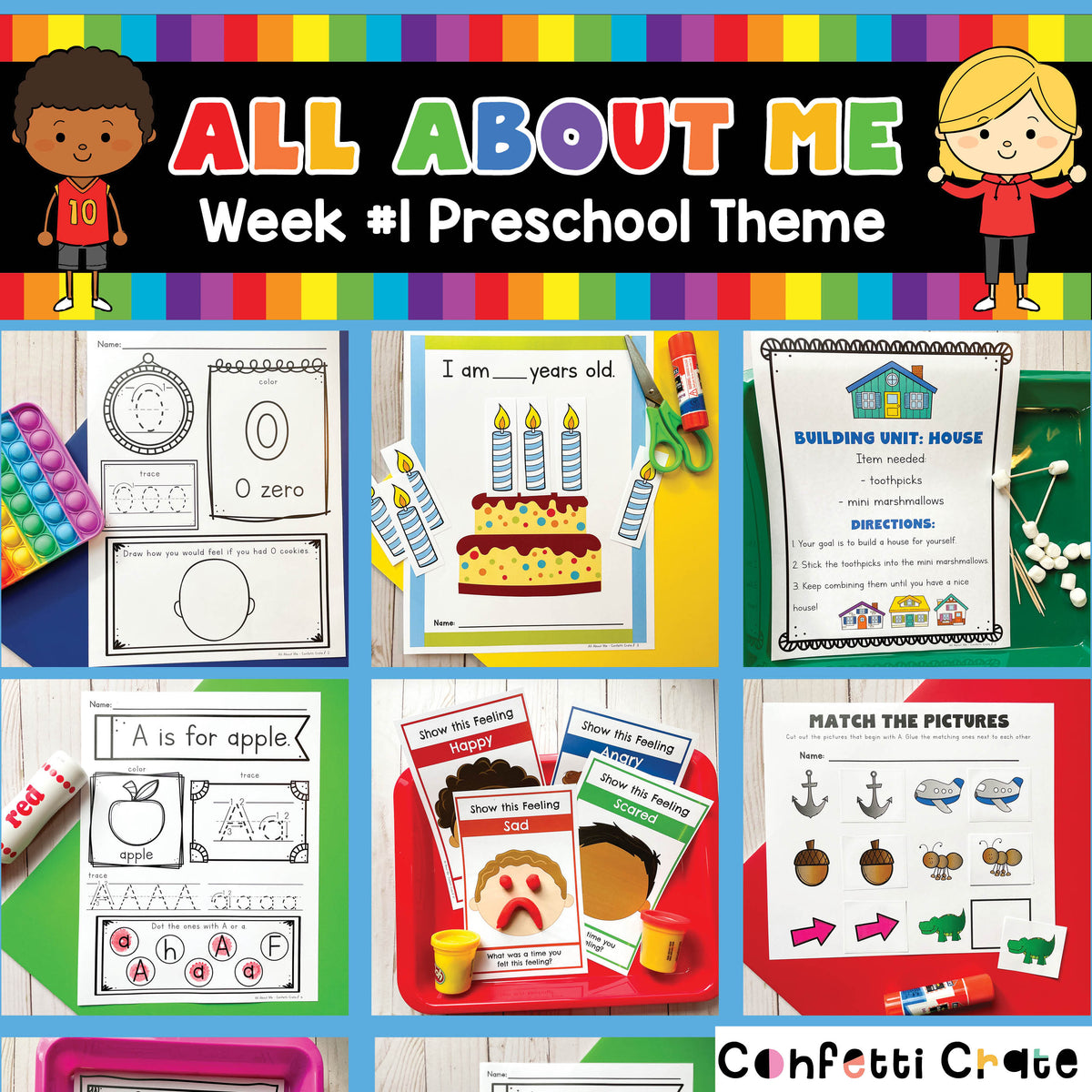 🍎 All About Me Preschool Theme - Week 1 of Homeschool Preschool Curric ...