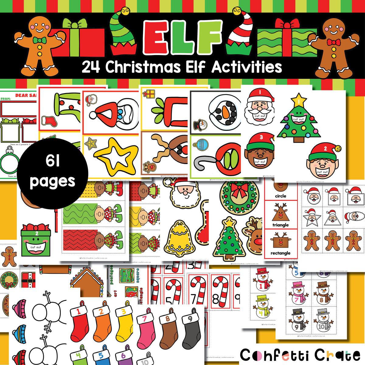 Christmas Elf Printables for Preschoolers - 24 Daily Activities and El ...