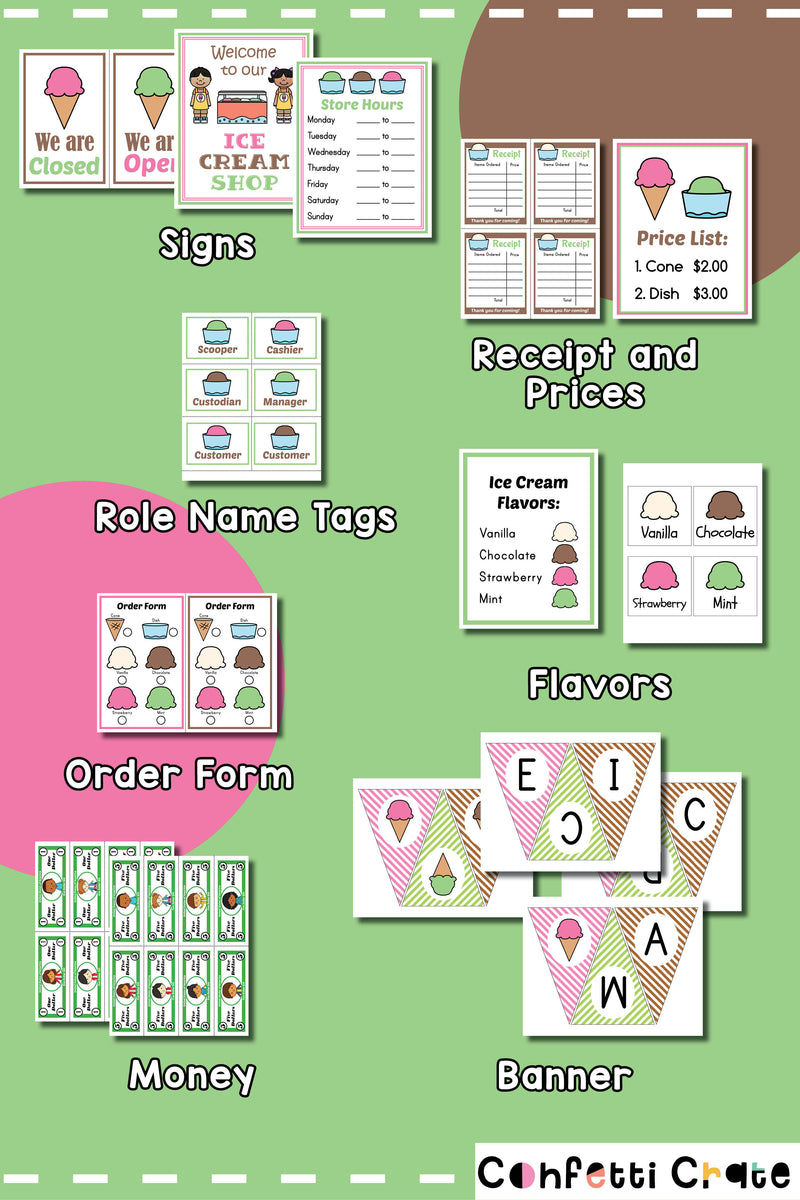 Ice Cream Shop Play Pack - Printable PDF – Confetti Crate